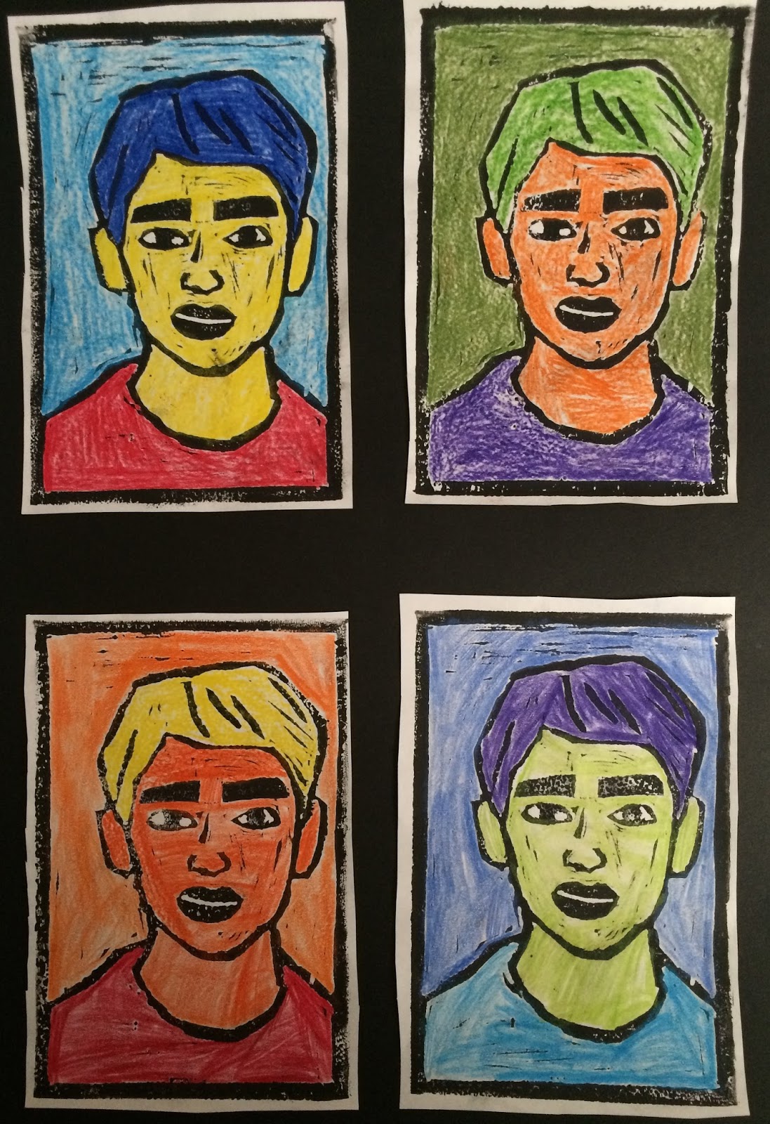 Mrs. Wille's Art Room: 7th & 8th grade self-portrait prints