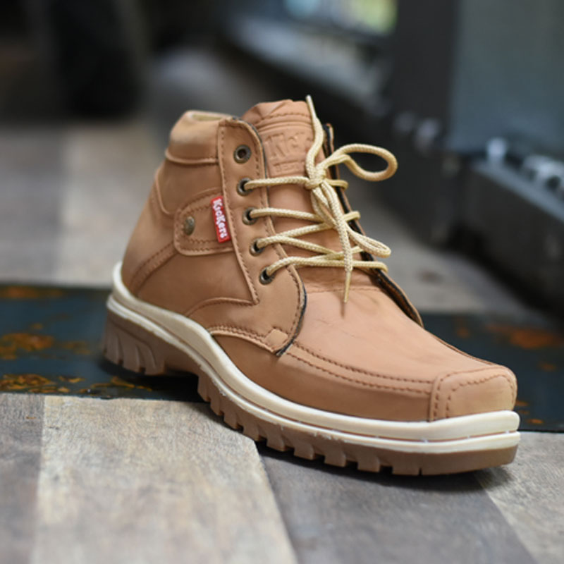 Sepatu Kickers Boot Coklat Muda Kulit Asli [SKB003] | Omsepatu.com