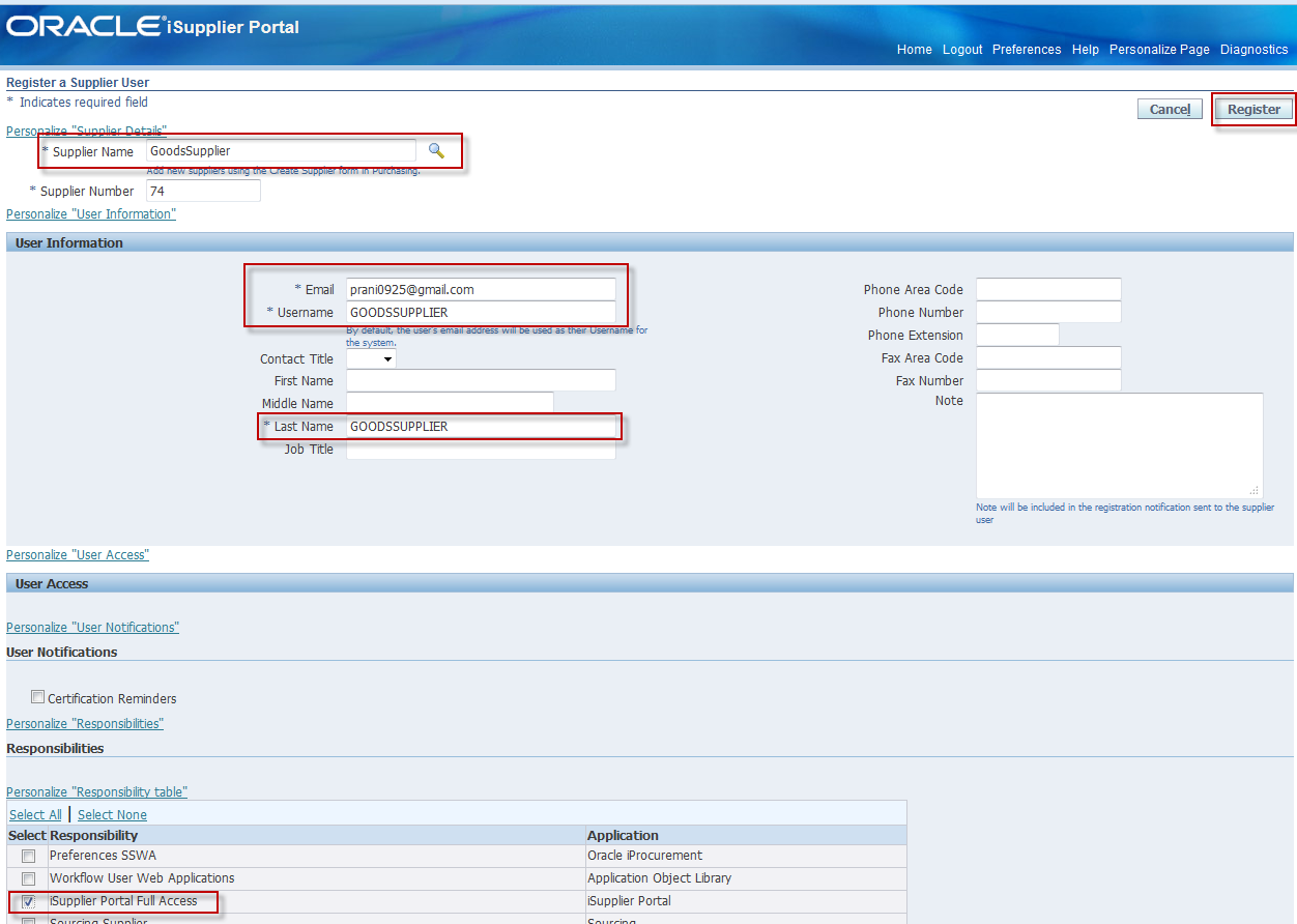 SOA, Oracle Apps and OAF World: Registering Supplier User in Oracle EBS
