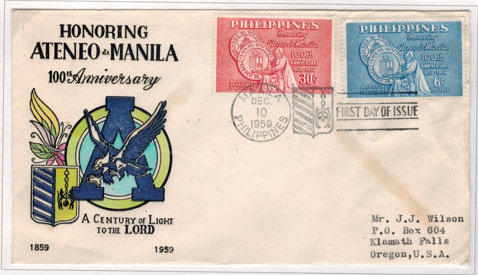 Philippine Republic Stamps : 1959 Ateneo de Manila Centenary