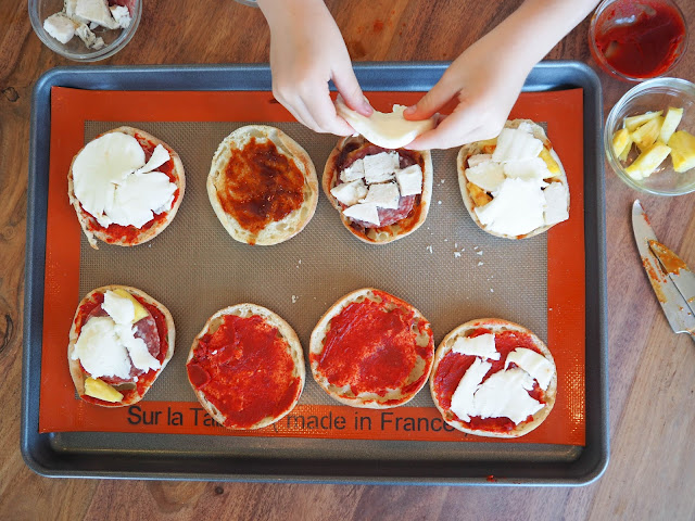 Little Hiccups: Cooking with Kids: English Muffin Pizzas