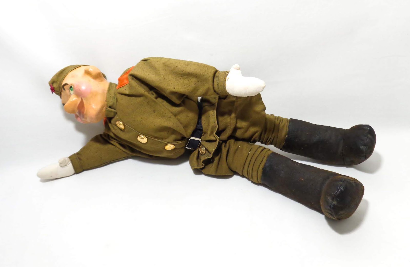 RARE VINT USSR SOVIET ARMY HAND PAINTED PAPER MACHE DEFENDER DOLL W ...