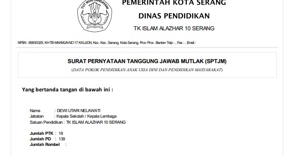 Cara Download Atau Cetak SPTJM Paud Terbaru 2019 - Maftuhi Net