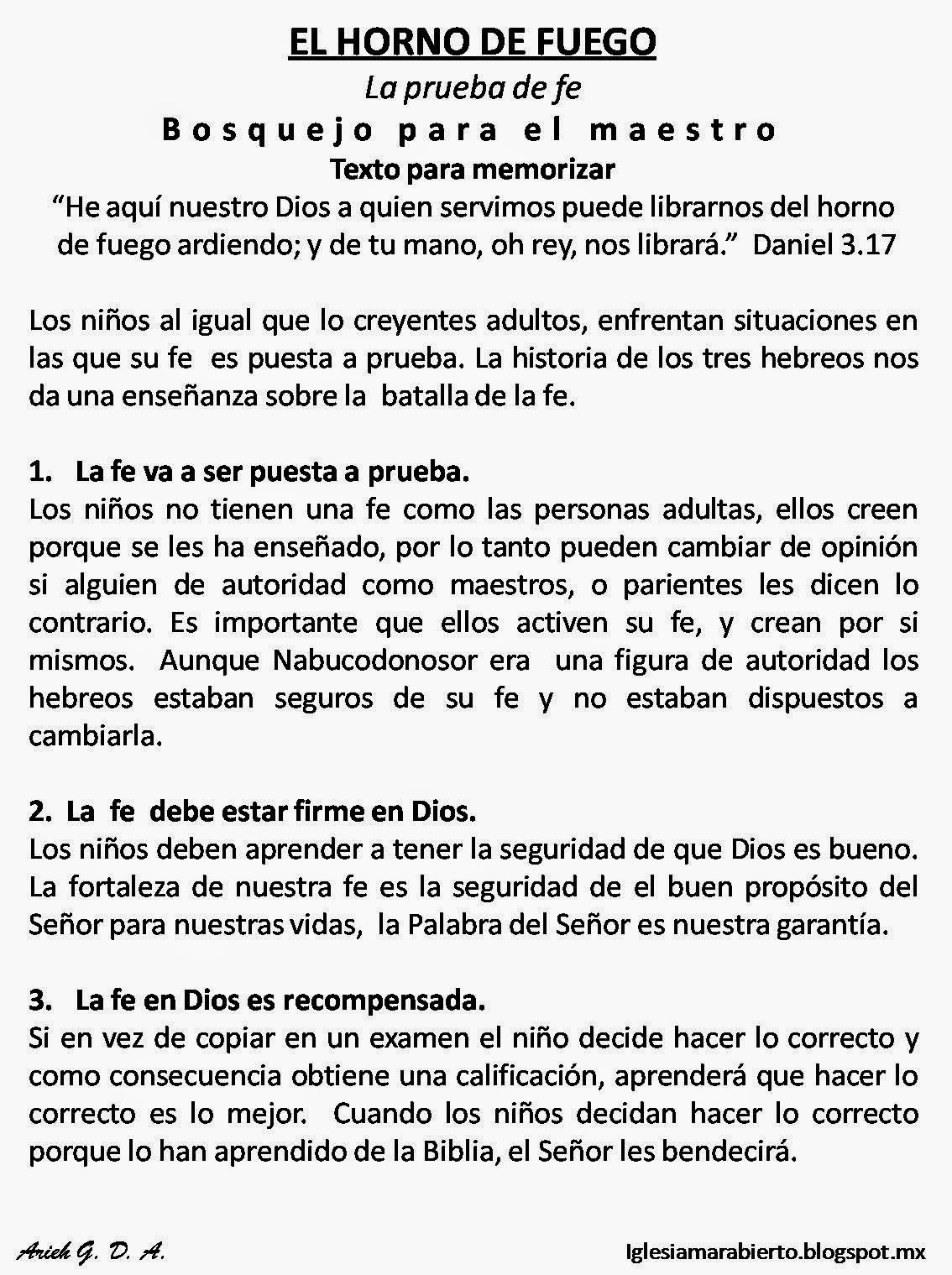 Mar de Vida Abundante: Clase para niños cristianos EL HORNO DE FUEGO