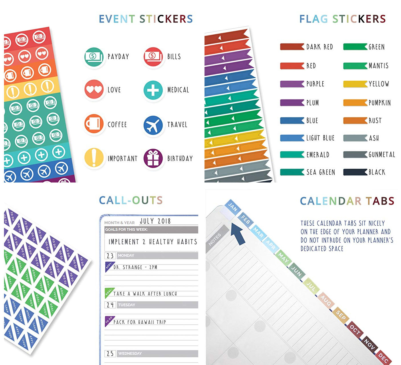 Practical stickers for your bullet journal