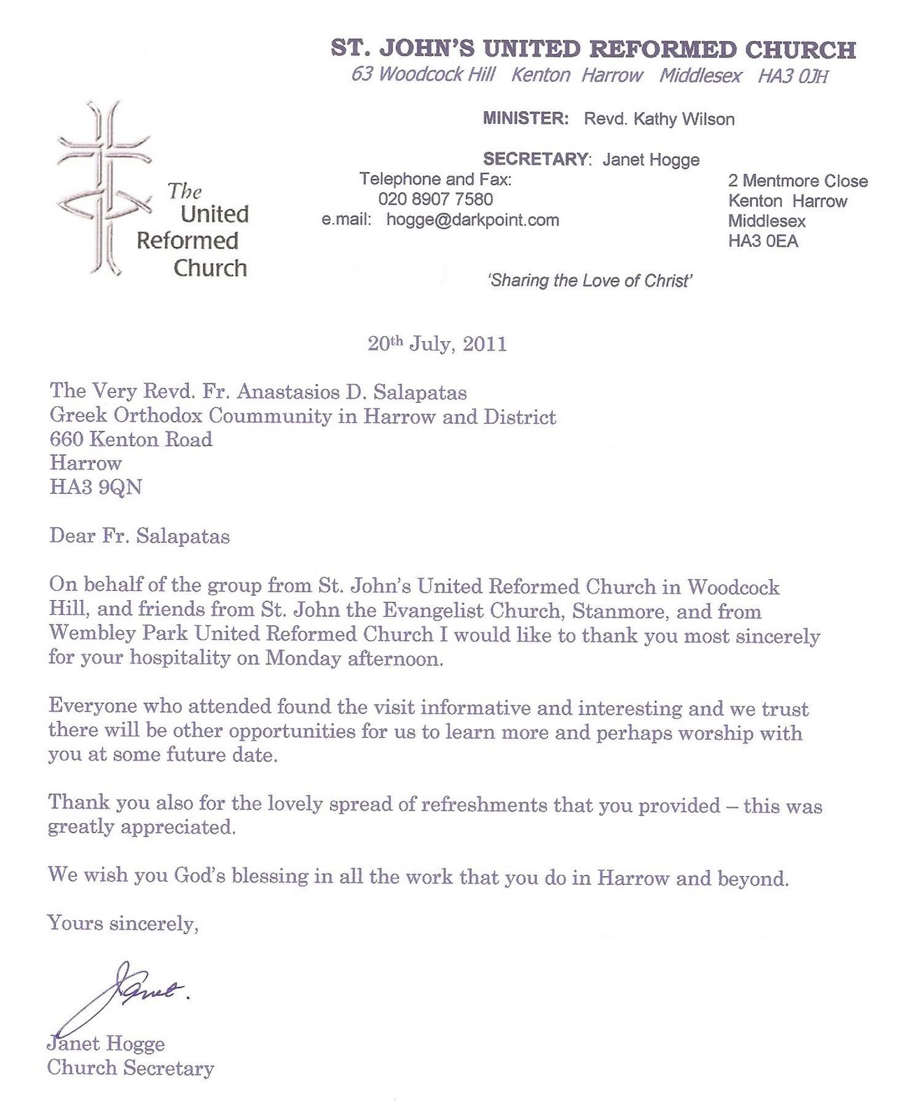 Landmark: Fellow Christian Visitors