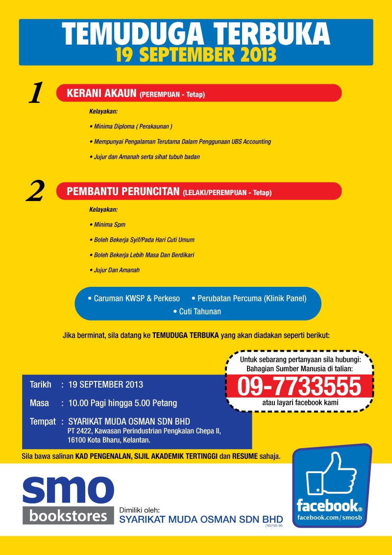 jmc kota bharu: Temuduga Terbuka Di Syarikat Muda Osman Sdn. Bhd