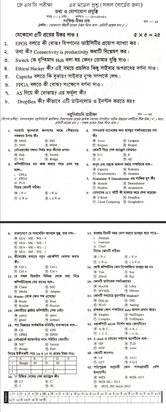 JSC ICT Model Question - 05