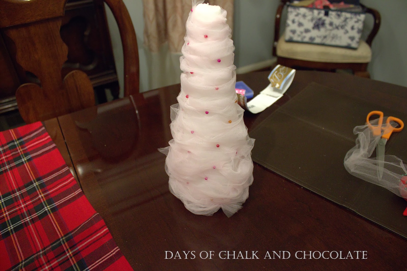 Tulle and Yarn Christmas Trees Tutorial | Days of Chalk and Chocolate