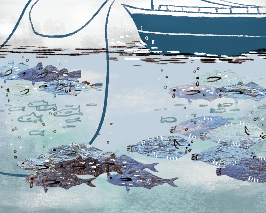 Ellies art: Overfishing Editorial Illustration