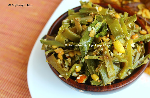 Avarakkai Poriyal / Stir fry Broad beans with coconut - Chettinad Recipes