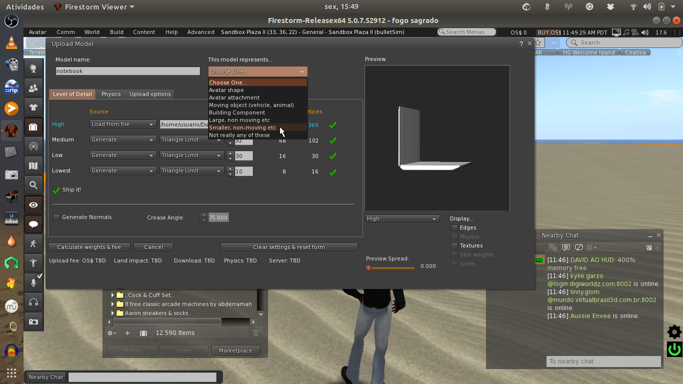 Tutorial de Modelagem e Texturas: IMPORTANDO MODELOS MESH NO OPENSIMULATOR