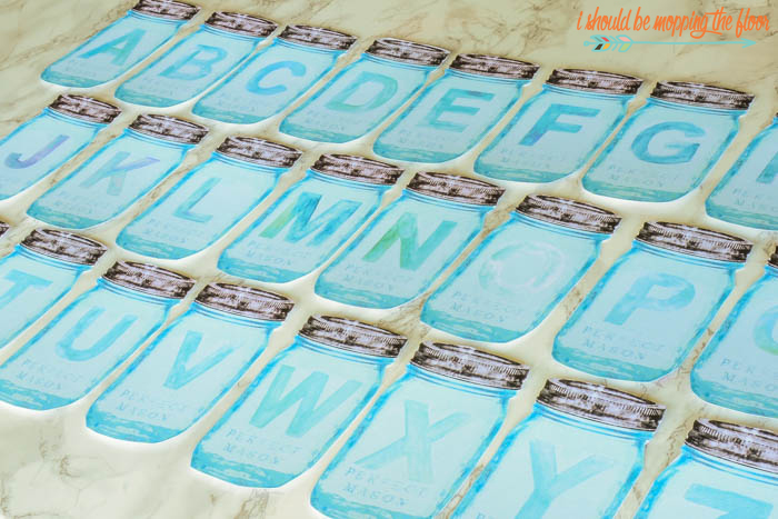 Printable Watercolor Mason Jar Letters | i should be mopping the floor