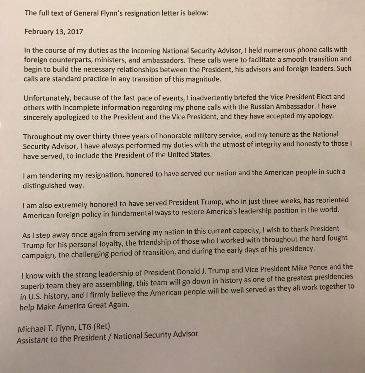 USA TODAY... GENERAL FLYNN'S LETTER ~ Beautiful Feminines News And The ...