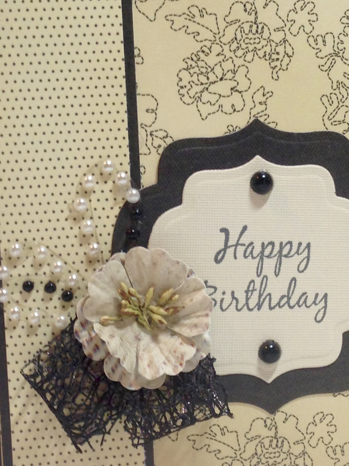 Amy's Creative Pursuits: A Cream and Black Embellished Birthday Card