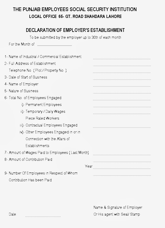 PUNJAB WORKERS WELFARE BOARD PAKISTAN: (PESSI) PUNJAB EMPLOYEES SOCIAL ...