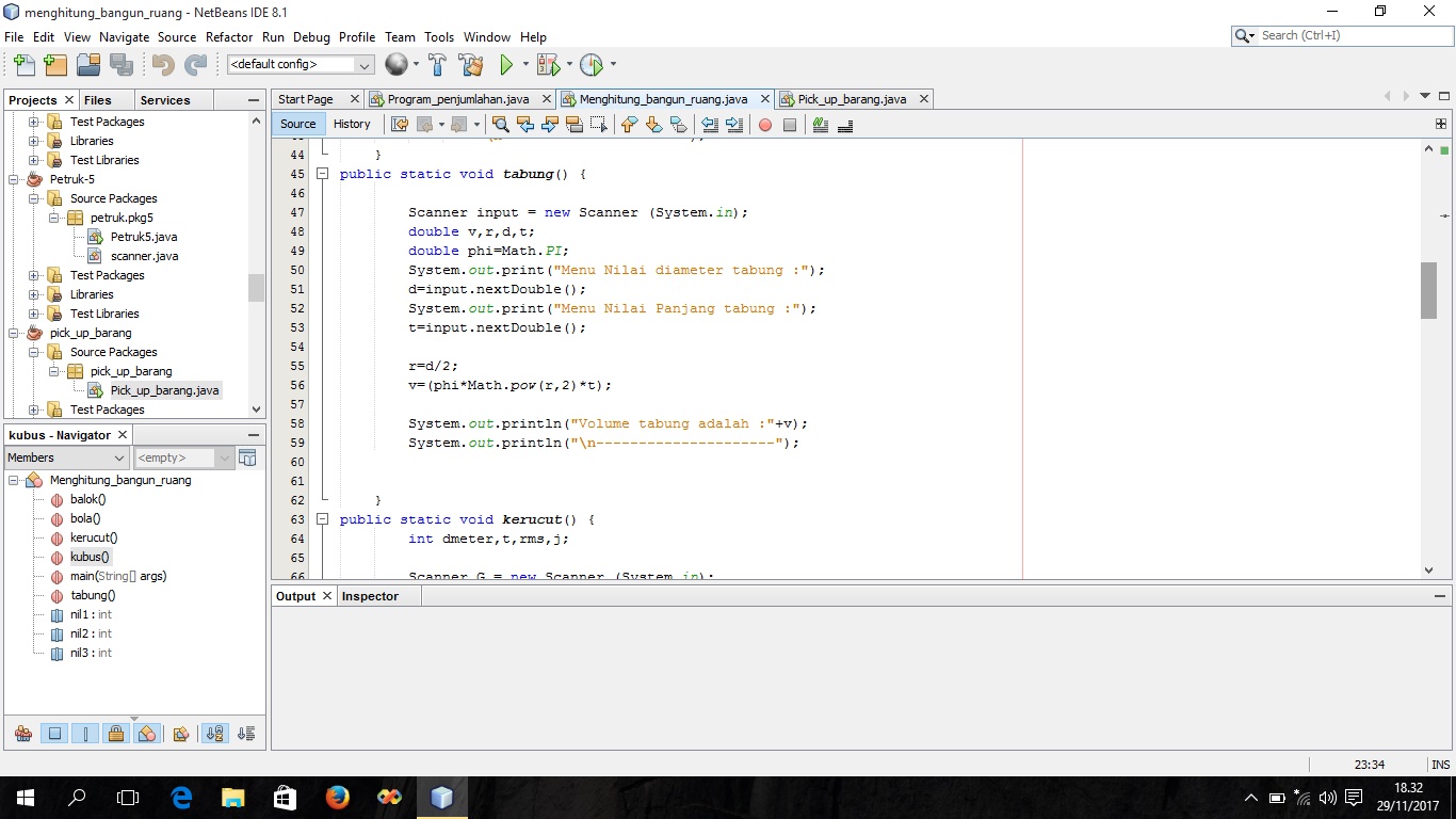 PROGRAM APLIKASI MENGHITUNG VOLUME BANGUN RUANG DENGAN JAVA NETBEANS