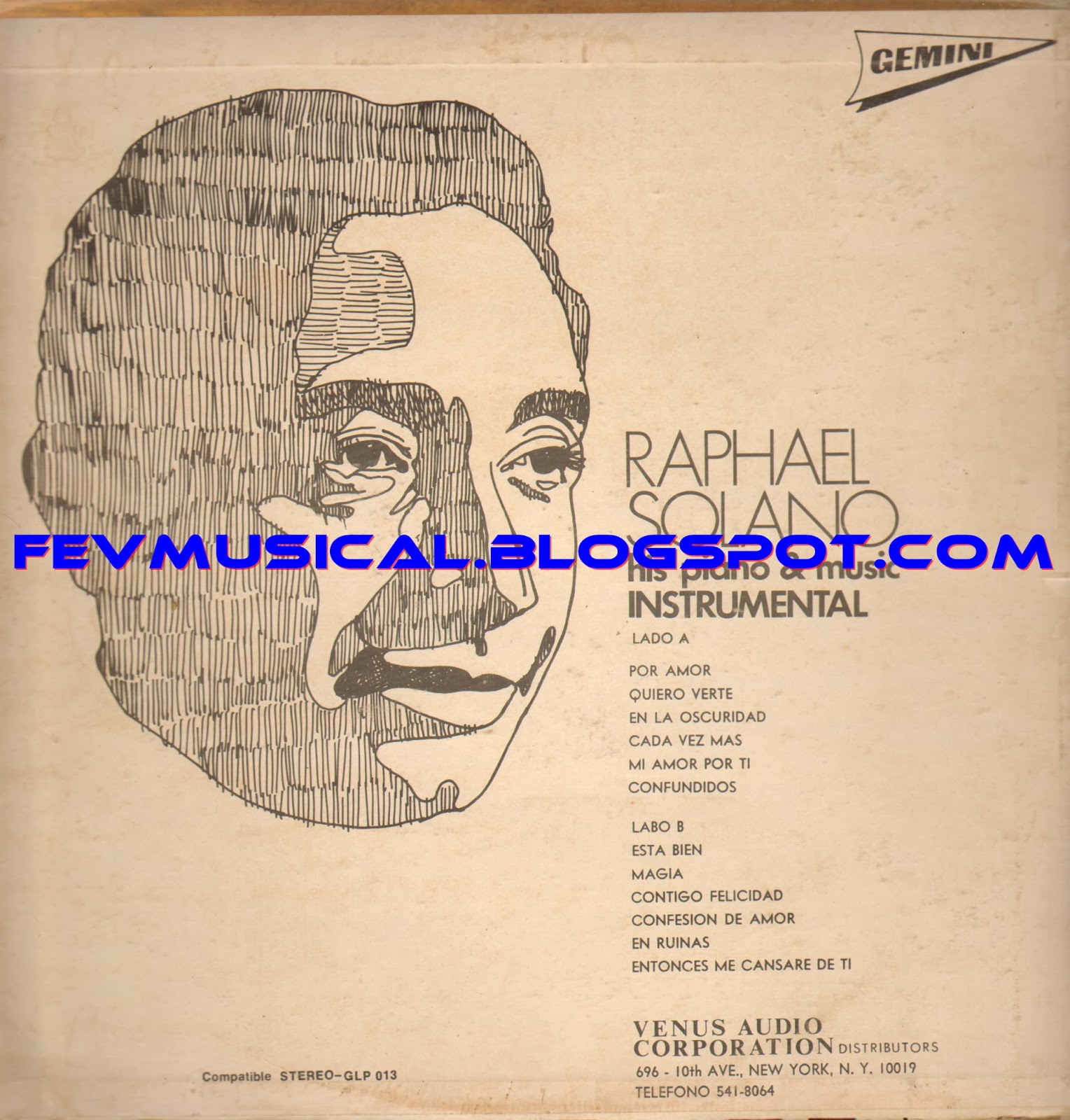 FEV MUSICAL: 1960's - Rafael Solano & Su Orquesta - His Music and Piano ...