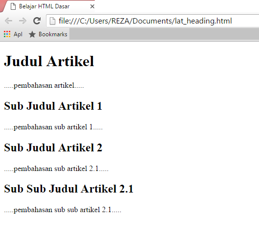 Cara Membuat Judul atau Heading di HTML