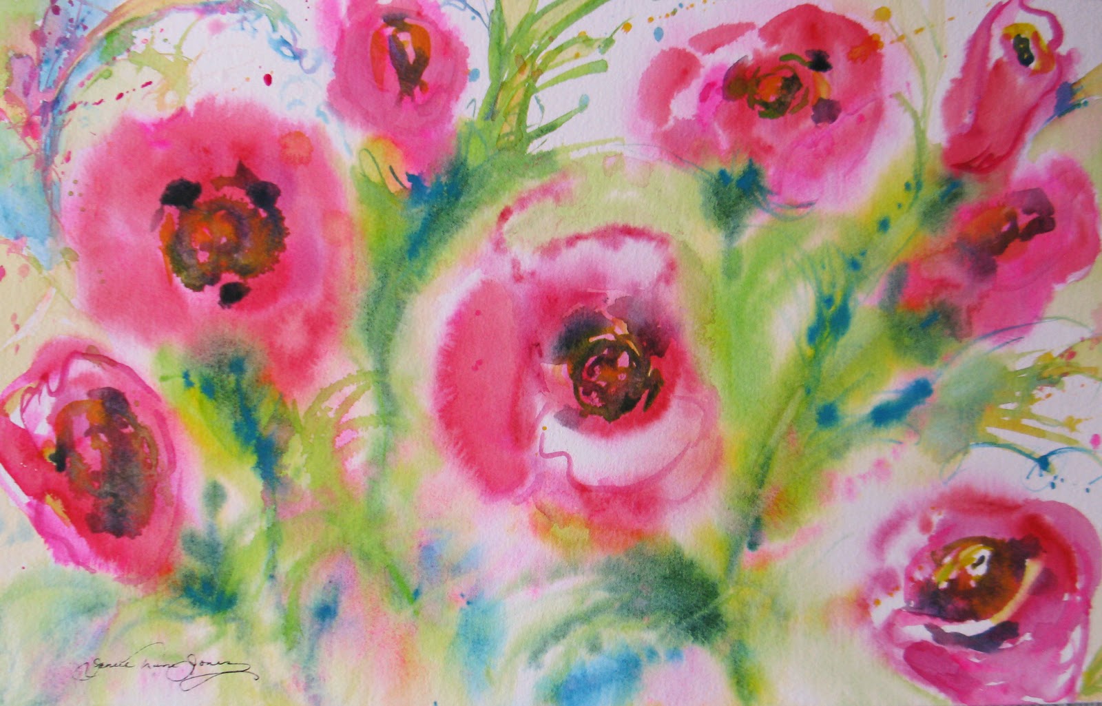 Daily Painters Abstract Gallery: Perfectly Pink Poppies Abstract ...