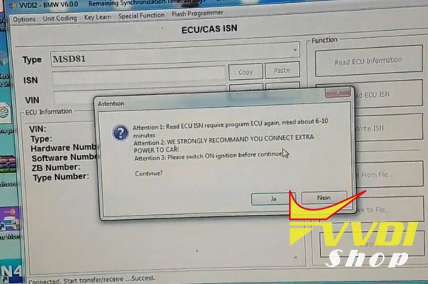 VVDI2 Read BMW E92 MSD81 ISN Code on Bench-OBD365.com