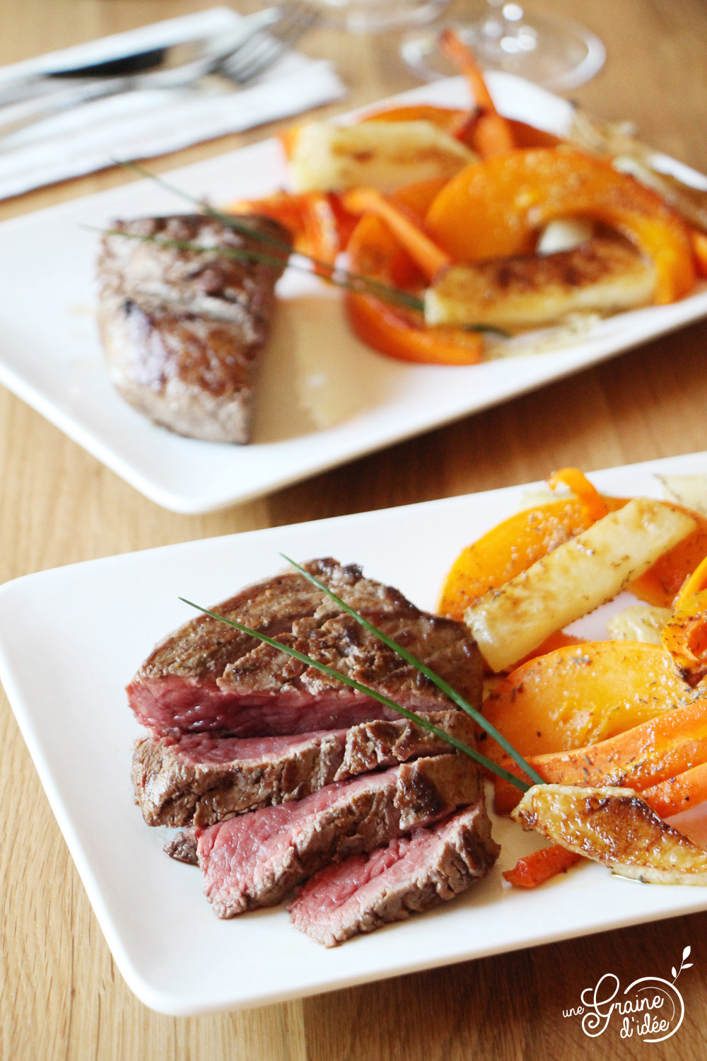 Pavé de Rumsteak et ses Légumes Rôtis | Une Graine d'Idée
