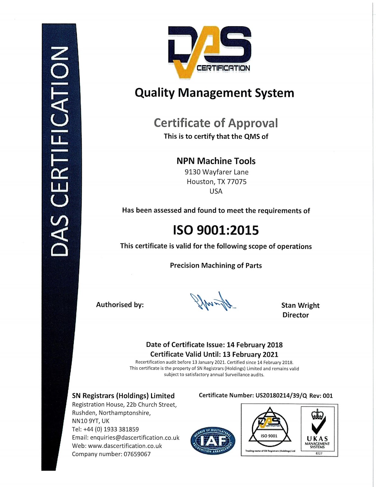 ISO 9001:2015 Certificate
