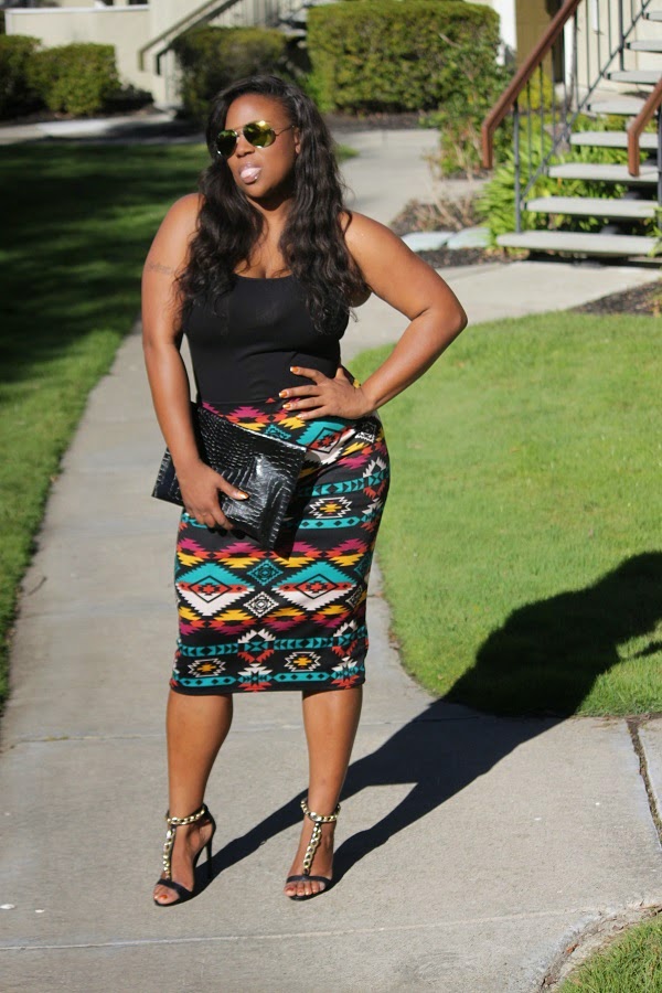 : Multi-color Aztec Print Skirt
