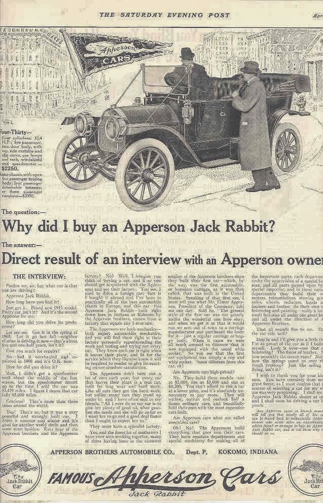 Tattered and Lost EPHEMERA: 1912 Apperson Jack-Rabbit