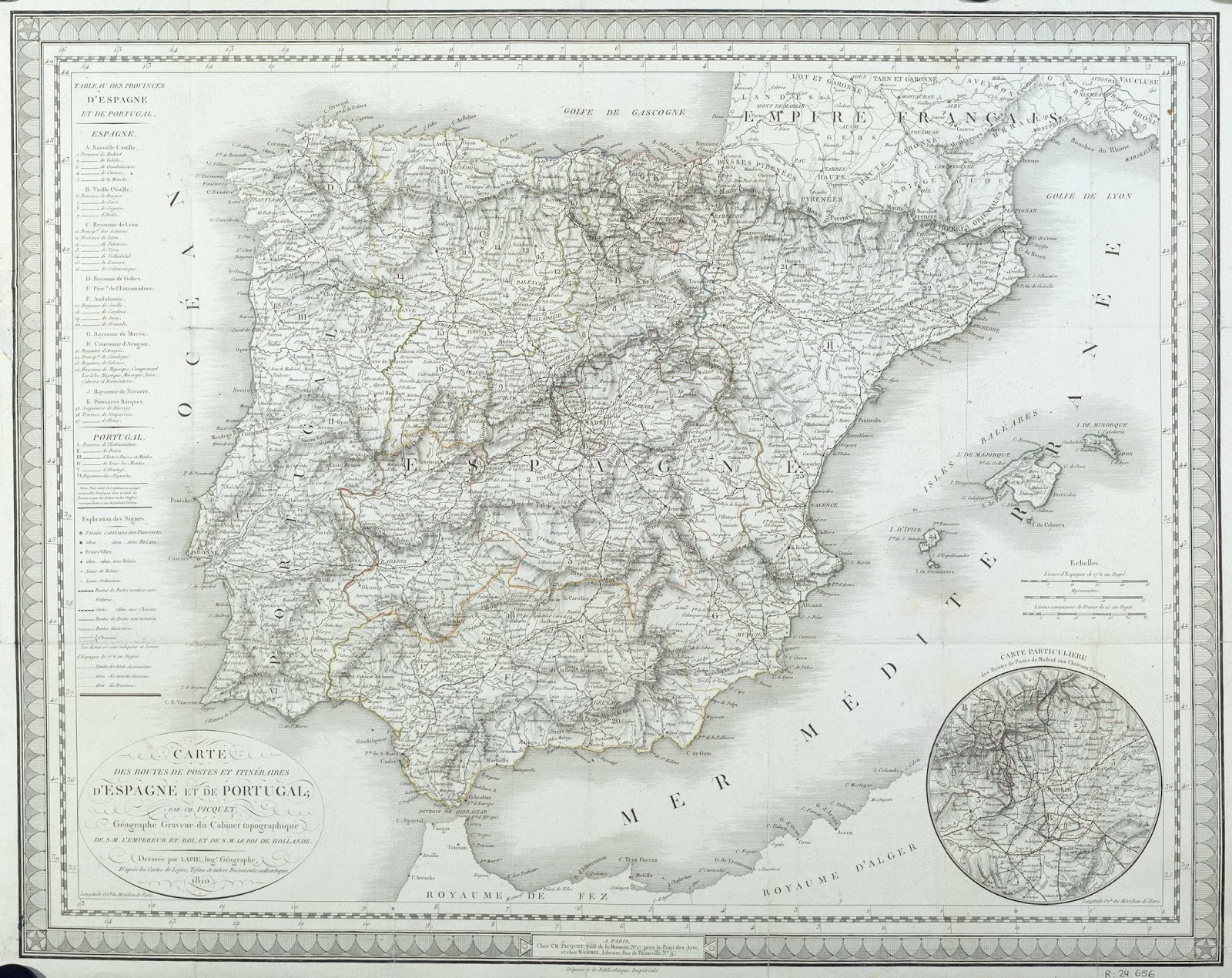 montesdetoledo: Mapa de carreteras, postas y caminos de España y ...