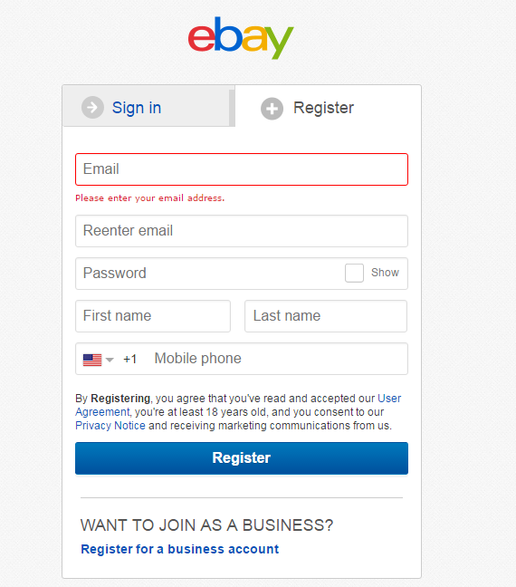 Ebay 1 - Ebay Account එකක් හදමු. - අලුත් Update