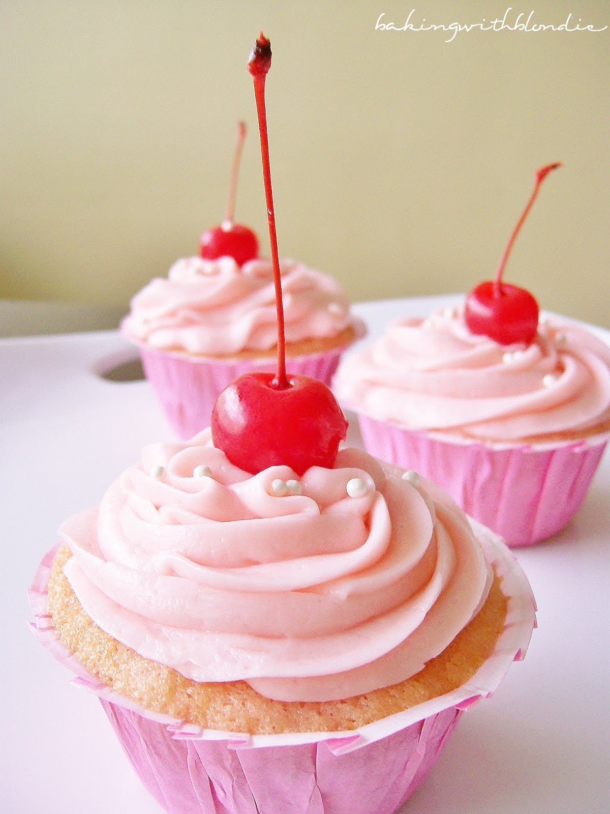 Pink Cupcake With Cherry