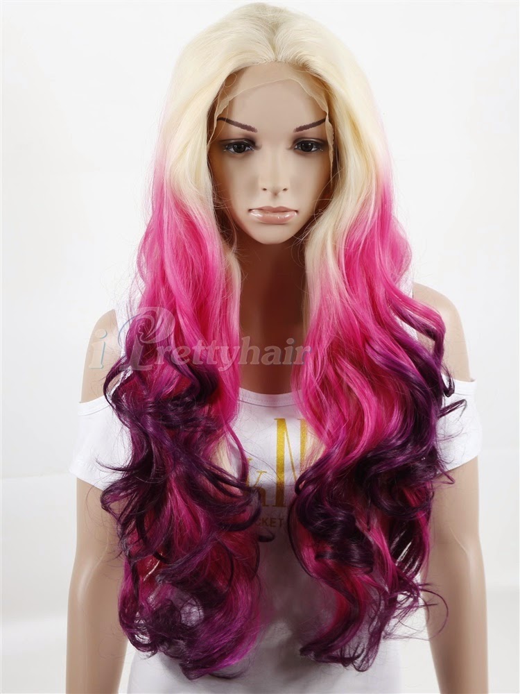 New Arrival Ombre Colorful Synthetic Lace Front Wig: New Arrival Ombre ...