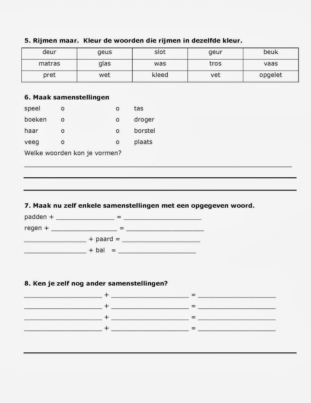 Welkom in het 3de leerjaar: Toets taalbeschouwing