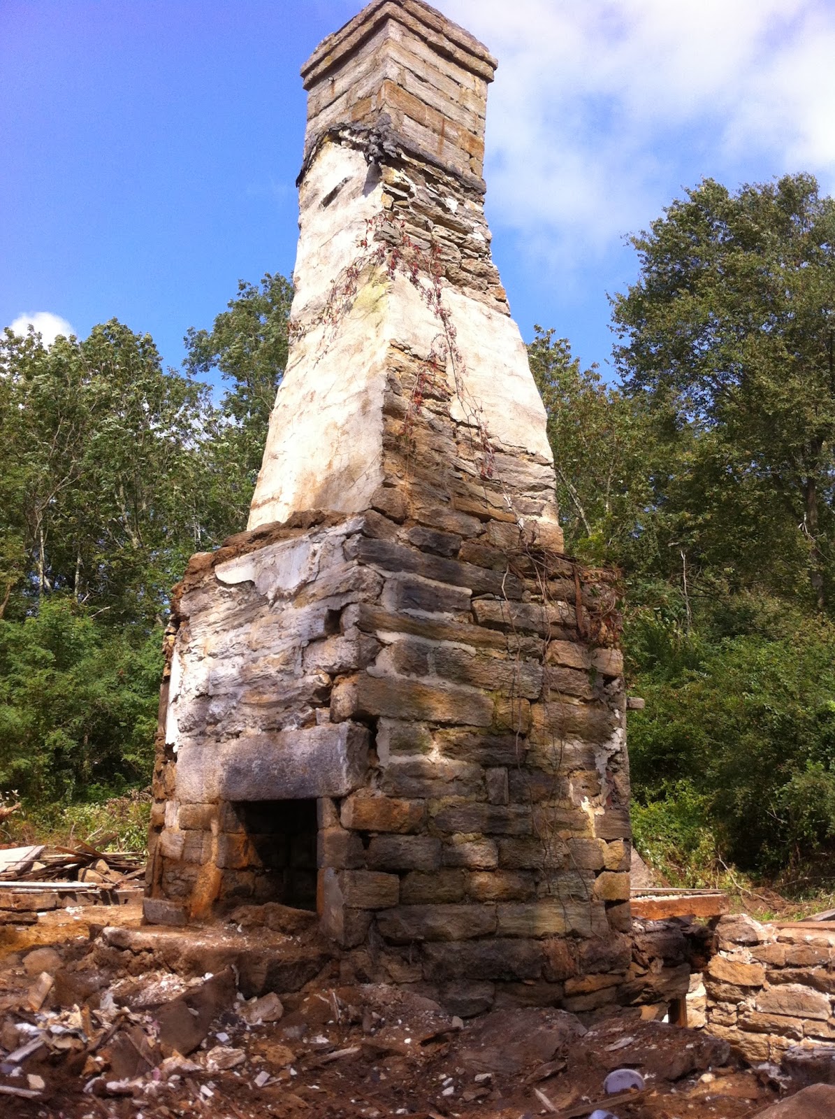 Colonial Historic RI 18th Century Stone Chimney For Sale