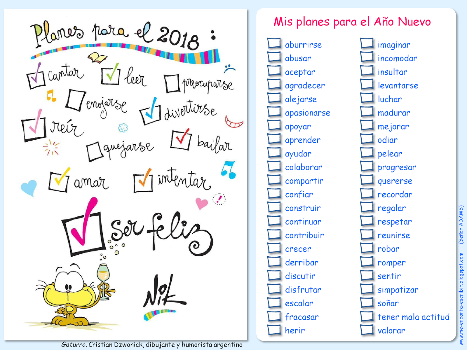 Me encanta escribir en español: Planes y resoluciones para el Año Nuevo