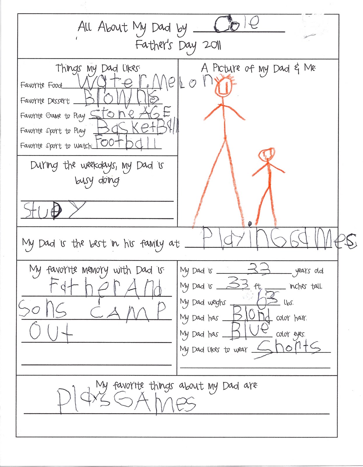 The Copycat Crafter Fathers Day Questionnaire