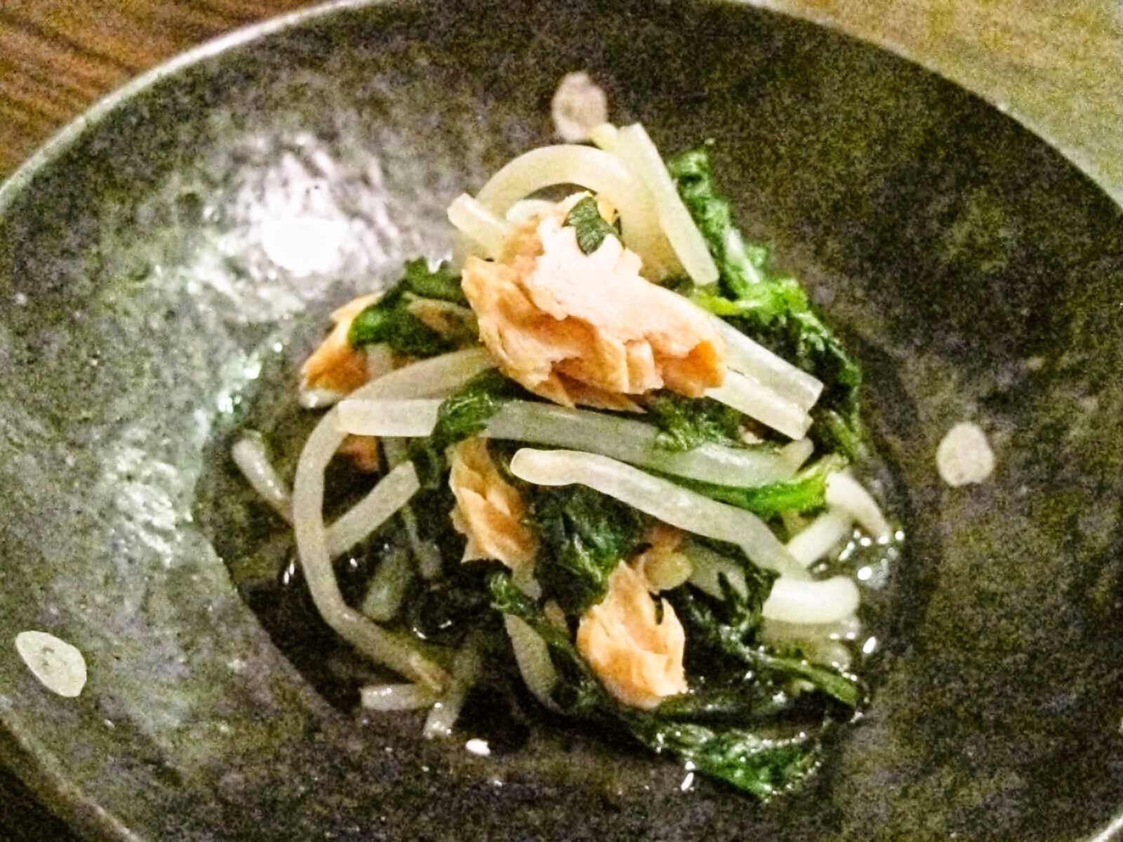 Recipes for Tom: Shungiku, moyashi, shiozake no ohitashi / garland ...