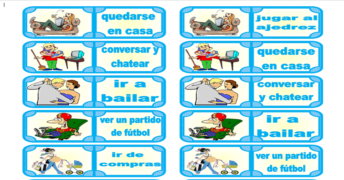 Dominó para Imprimir- Qué Haces en tu Tiempo Libre ~ DIPLOMAS GAFETES Y ...