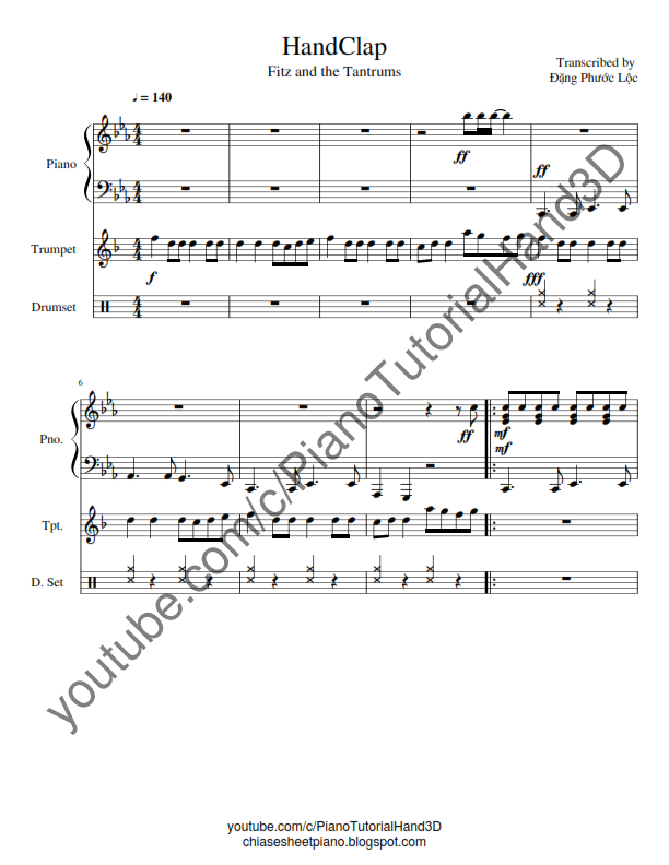 Fitz and the Tantrums - HandClap (Piano Tutorial + Sheet)