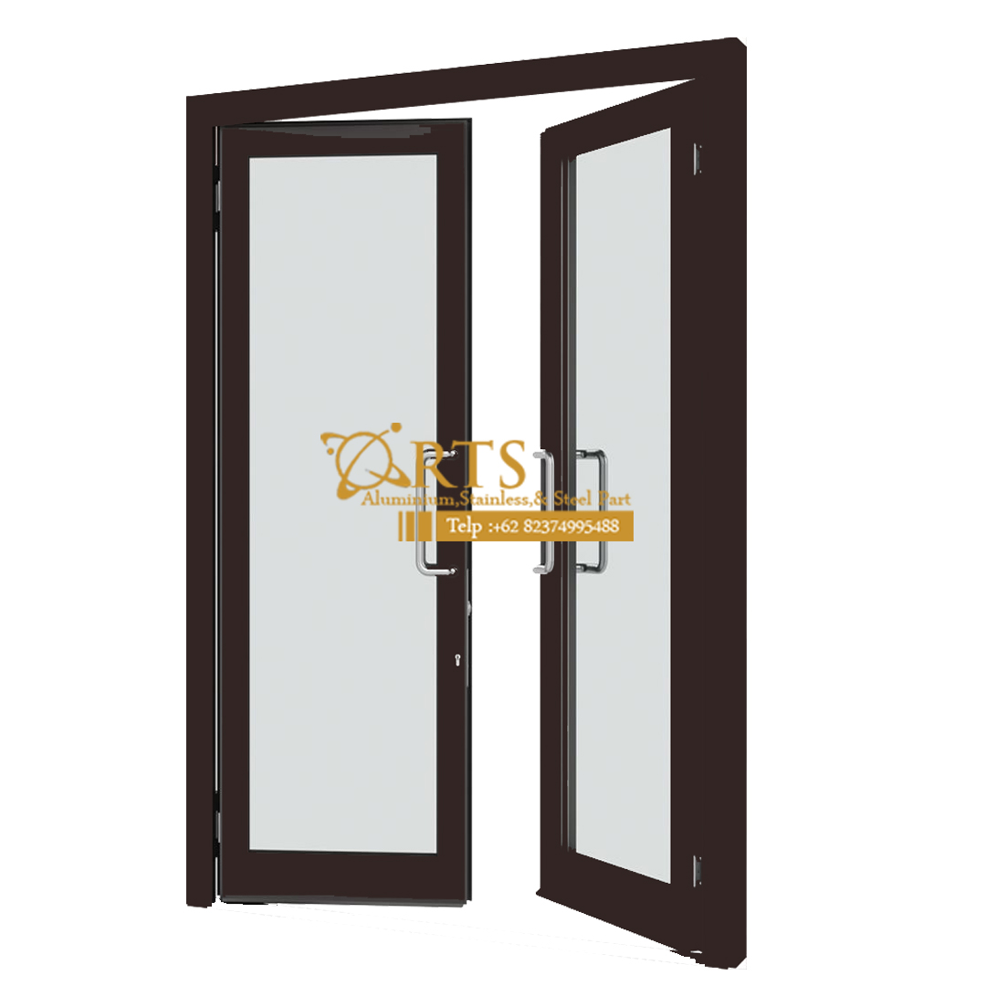 Daun Pintu Kaca Double Swing | RTS aluminium & stainless