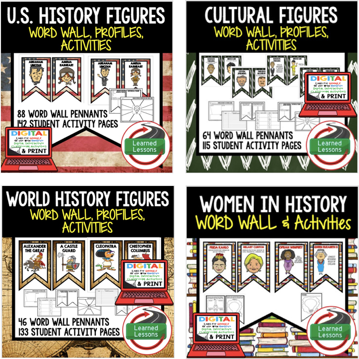Word Wall BUNDLE, Profiles & Activity Pages (History) Digital Google ...