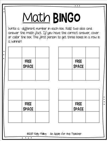 An Apple For The Teacher: Multiplication Bingo