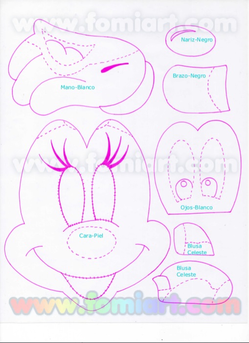 Bonita Minnie Mouse patrones gratis 25 x 35 cms (10) | Moldes Gratuitos
