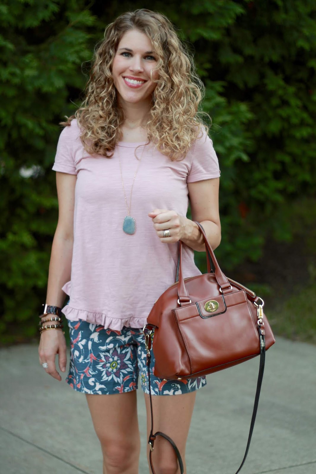 Pink Ruffle Hem Top & Floral Shorts - I do deClaire