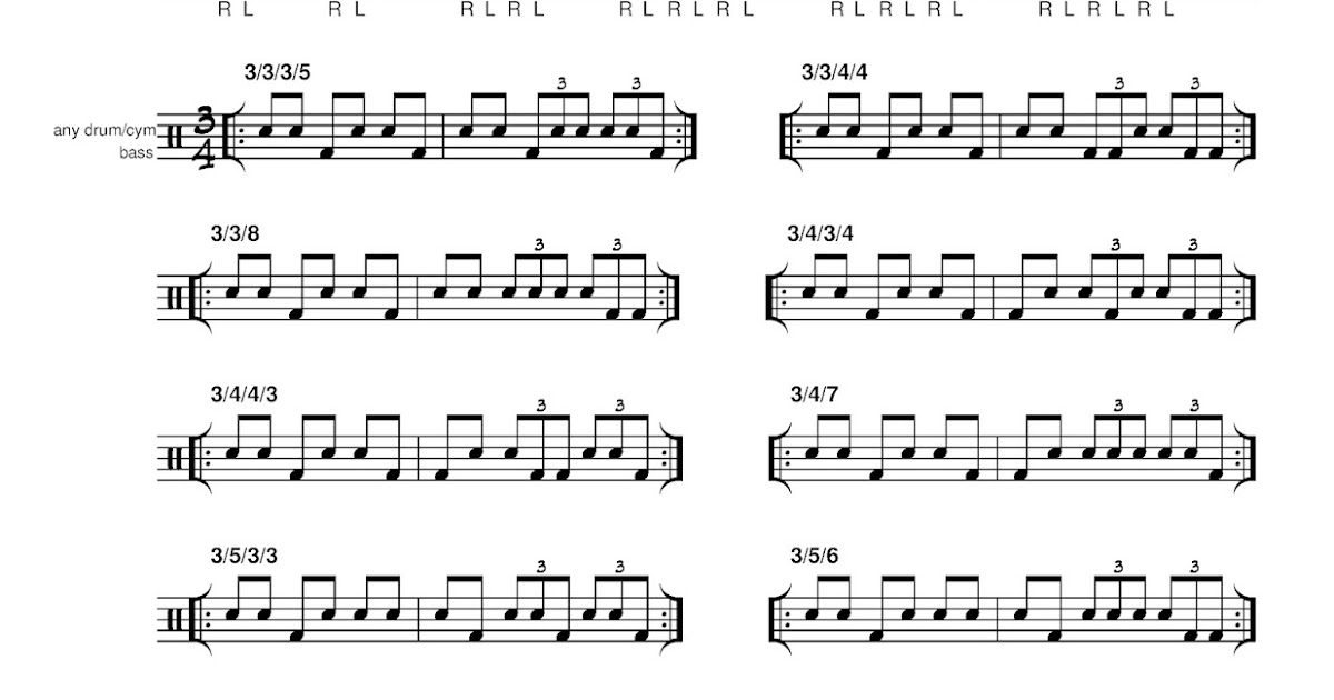 Cruise Ship Drummer!: Linear phrases in 3/4, mixed rhythm - 01