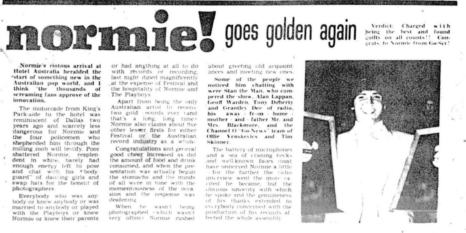 The Go-Set Blog: Normie Rowe - First appearance in Go-Set of Normie Rowe