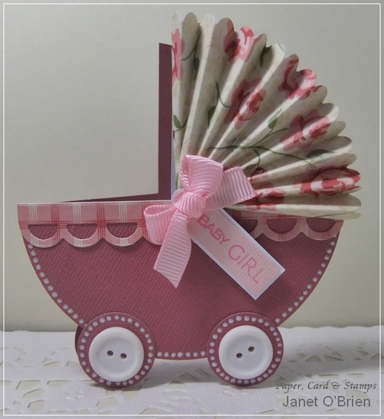 Paper, Card & Stamps: Baby girl pram card