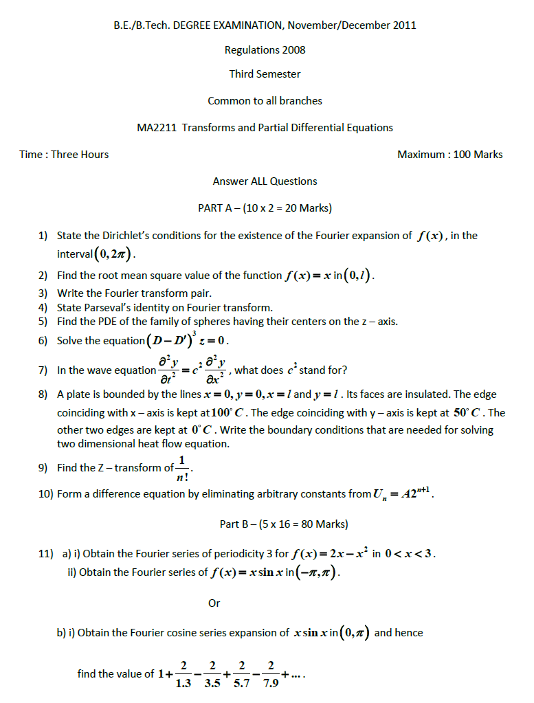 MA2211 Transforms and Partial Differential Equations (TPDE) Nov Dec ...