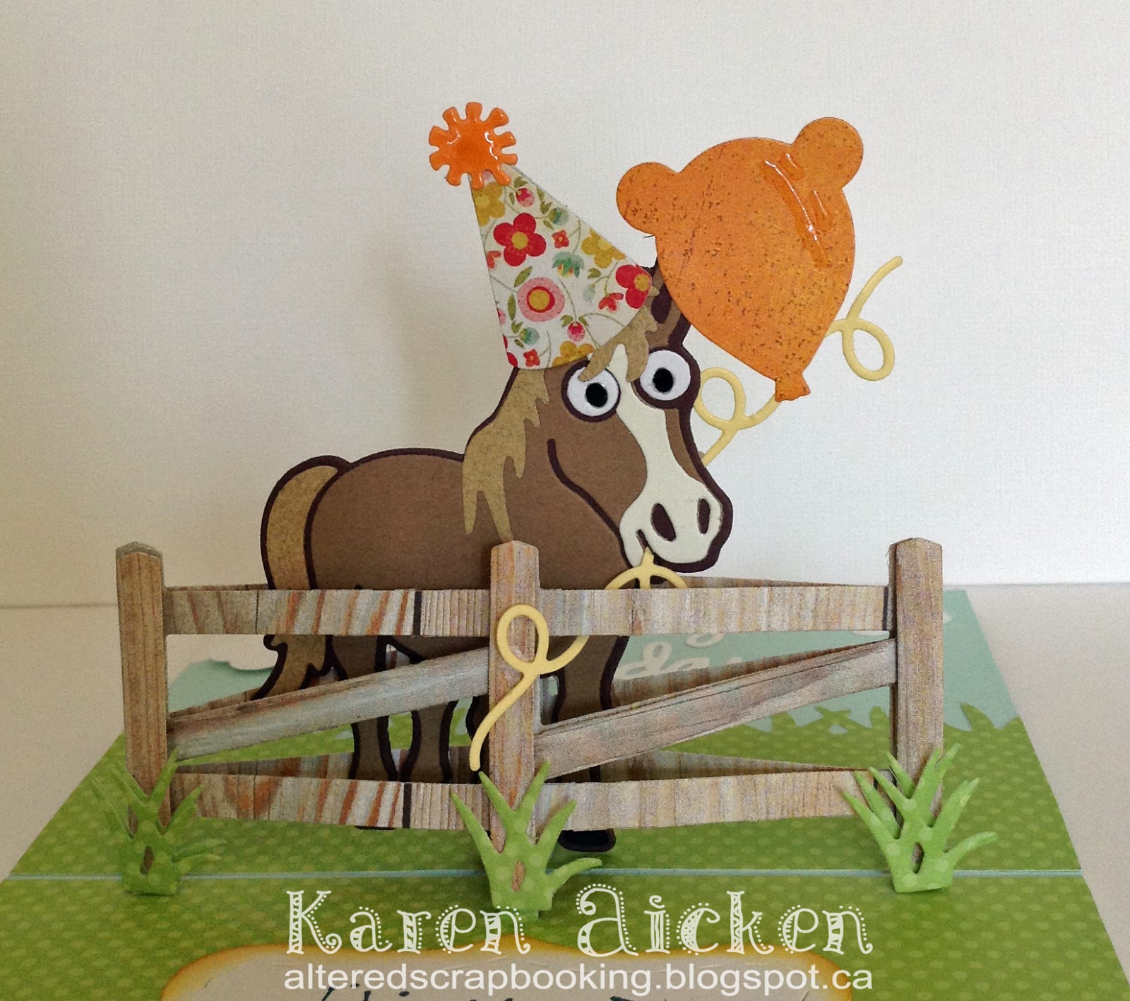 Altered Scrapbooking: Horsey Pop-Stand Birthday Card